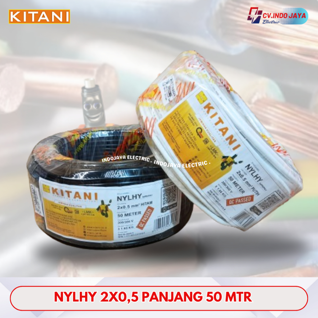 Jual Kabel Serabut Kitani NYLHY 2x0,5mm 50 meter KABEL LISTRIK NYLHY 50 ...