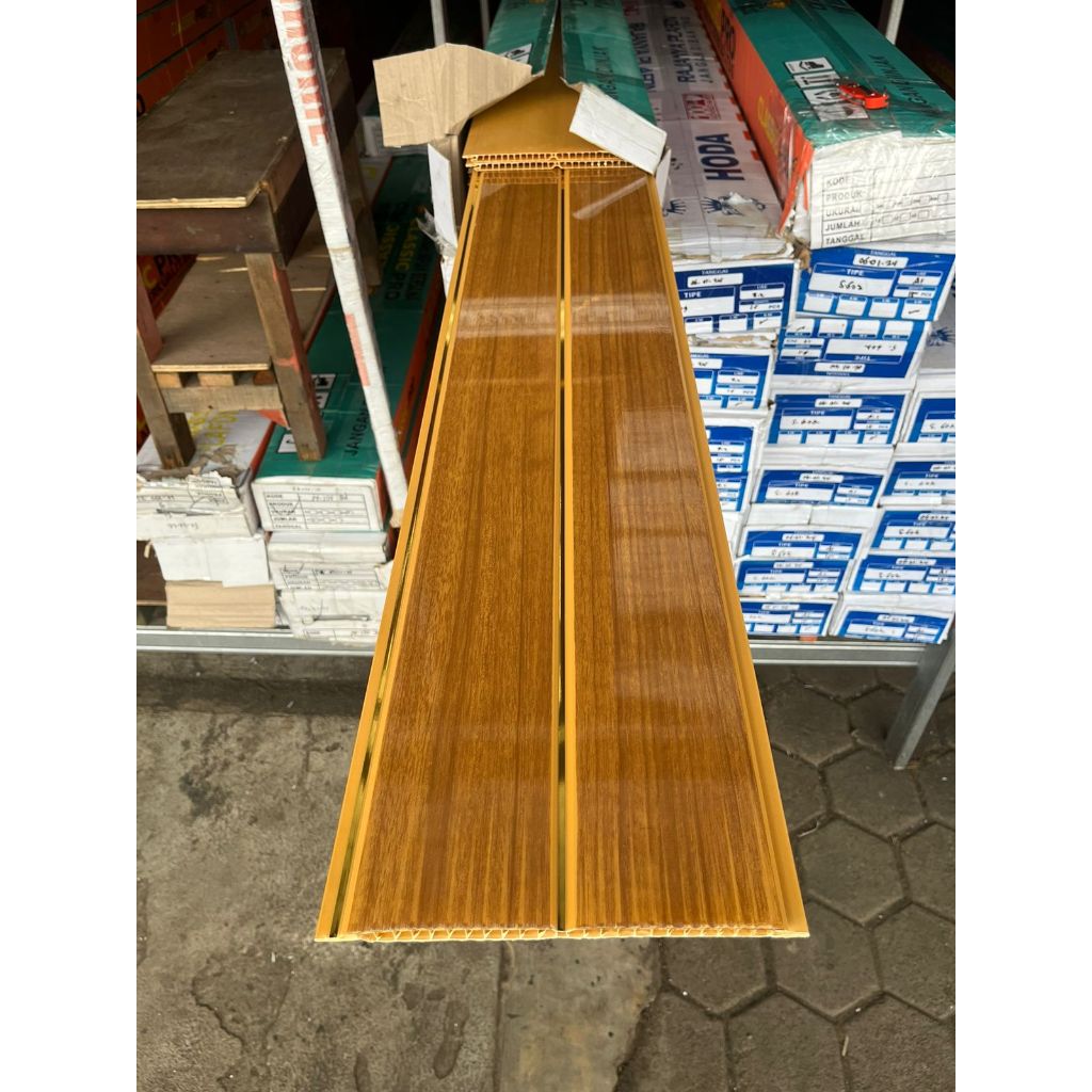 Jual plafon PVC serat kayu coklat tua nat glossy Classic PG 011 NG ...