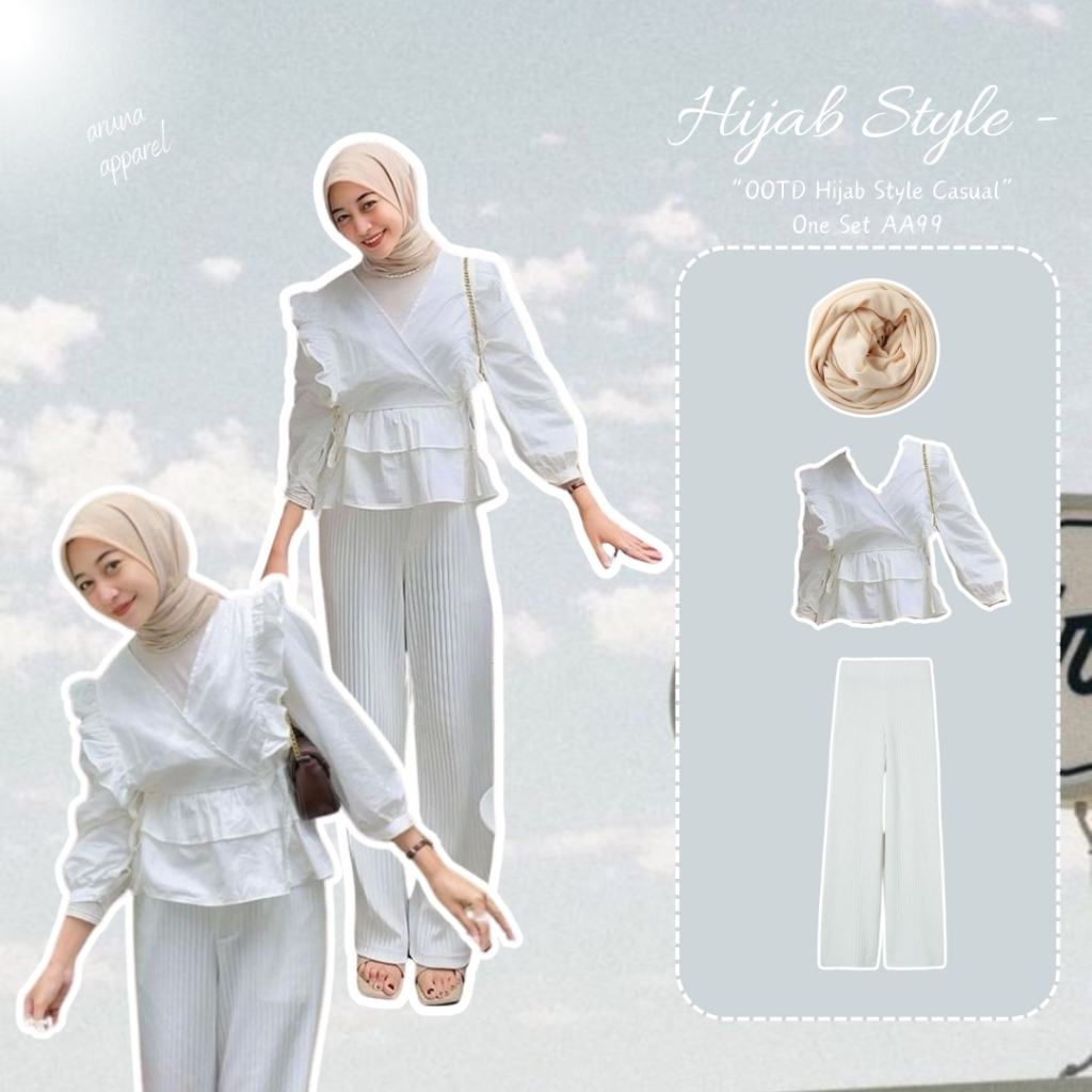 Jual One Set Hijab Style OOTD Cewe Hijab Casual 3in 1 Setelan Perempuan Outfit Nongkrong Hangout ...