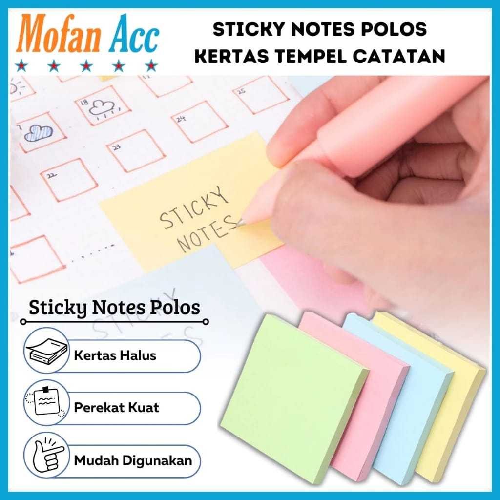 Jual READY ISI 100 LBR STICKY NOTE WARNA PASTEL PERMEN LEM KUAT STICKY ...