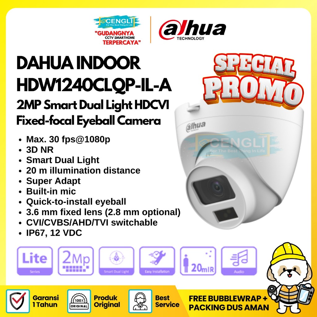 Jual Camera Dahua Indoor DH-HAC-HDW1240TRQP-A-DIP 2MP Build In Mic ...