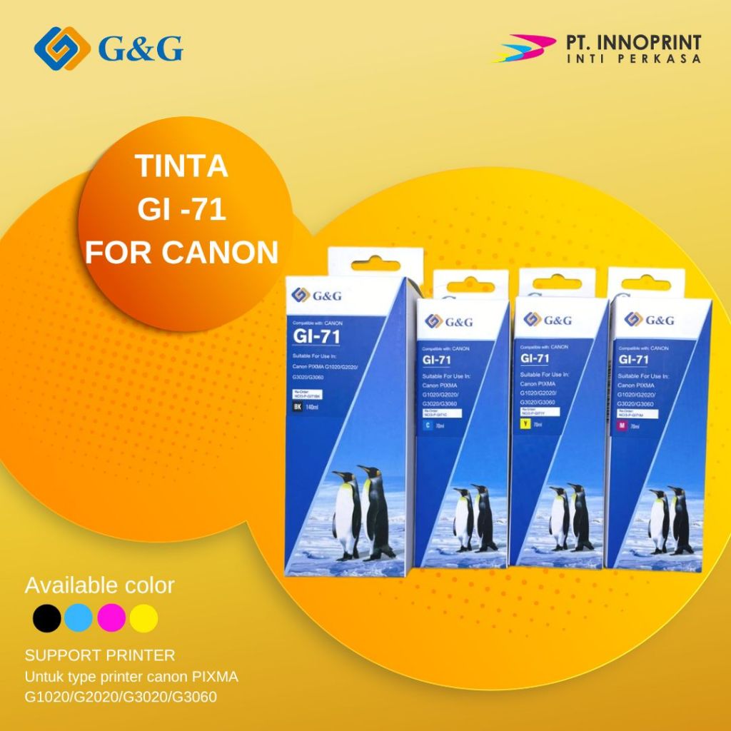 Jual Tinta Canon GI 71 G&G CMY 70ml Black 140ml | Shopee Indonesia