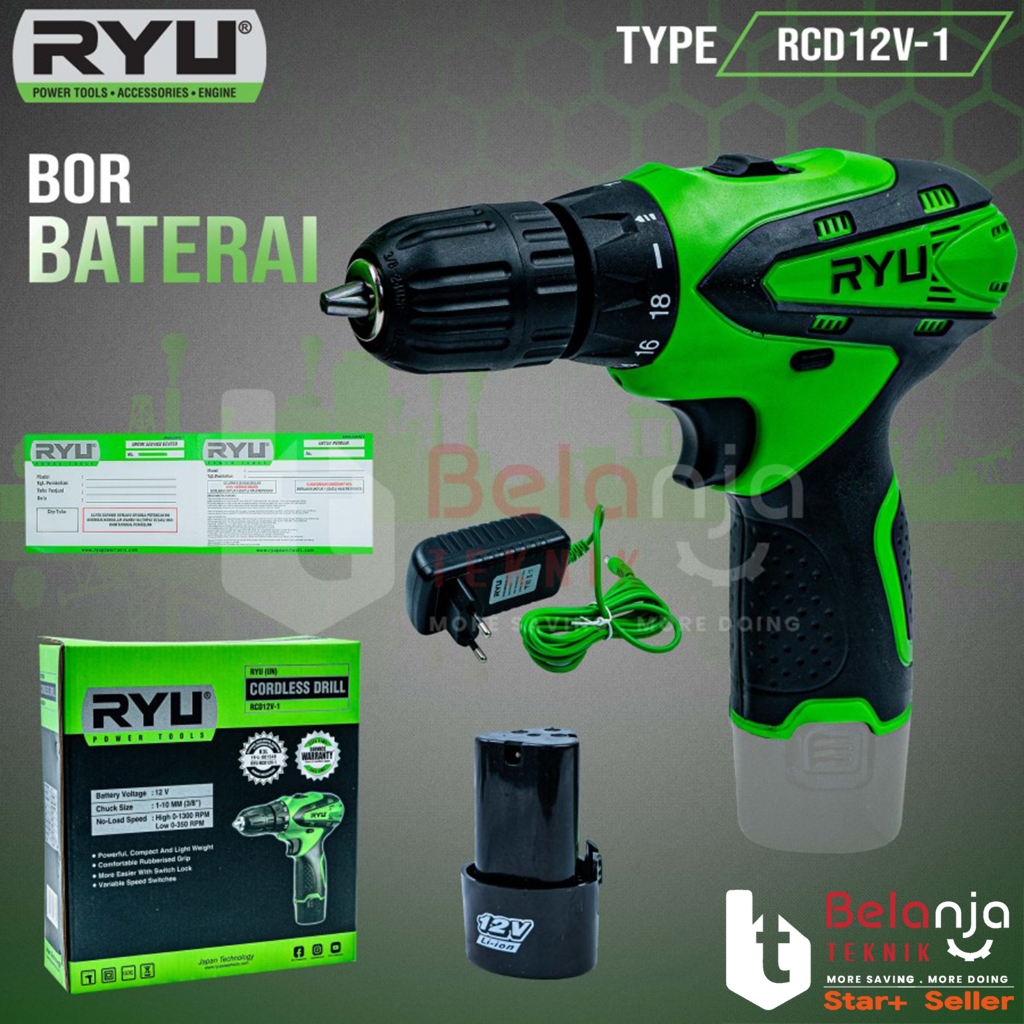 Jual RYU Mesin Bor Cordless Drill RCD 12V-1 Baterai RCD12V-1 12 Volt ...