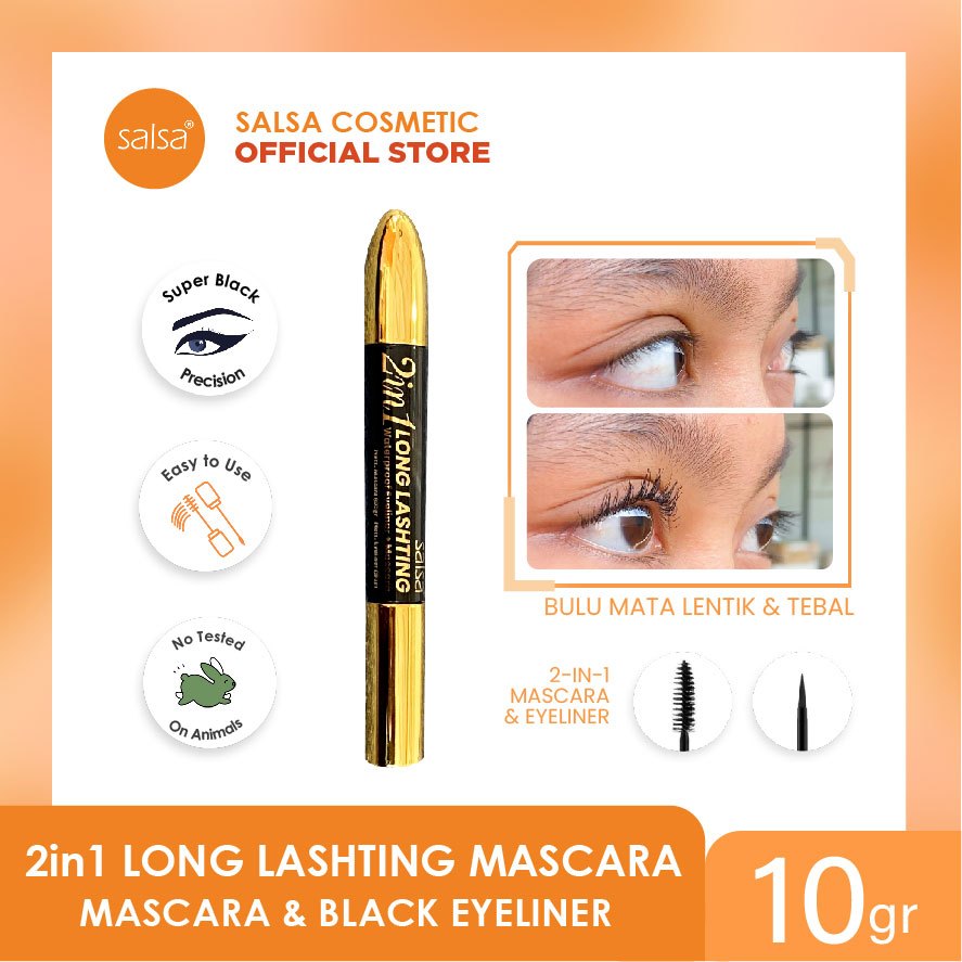 Jual SALSA 2in1 Long Lashting Mascara - Maskara 2 in 1 Eyeliner ...