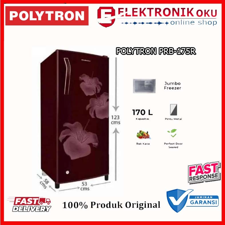 Jual Kulkas 1 pintu Polytron PRB-175 R Lemari es metalic 175R GARANSI ...