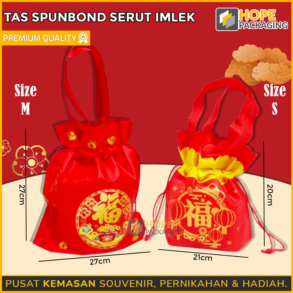 Jual Tas Serut Kain Imlek / Tas Hampers Kue Keranjang / Tas Hadiah Cny ...