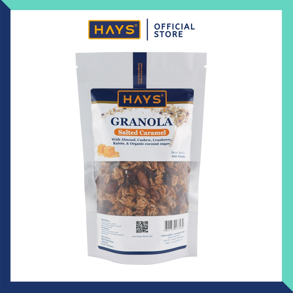 Jual HAYS Granola Salted Caramel 100 Gram / Sereal Oatmeal Karamel Asin ...