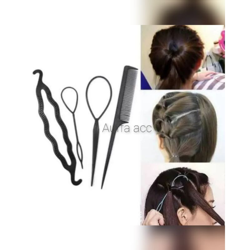 Jual SET HAIR LOOP STYLING 4IN1/ 1 SET UNTUKPENATA SANGGUL NGONDE/ALAT ...