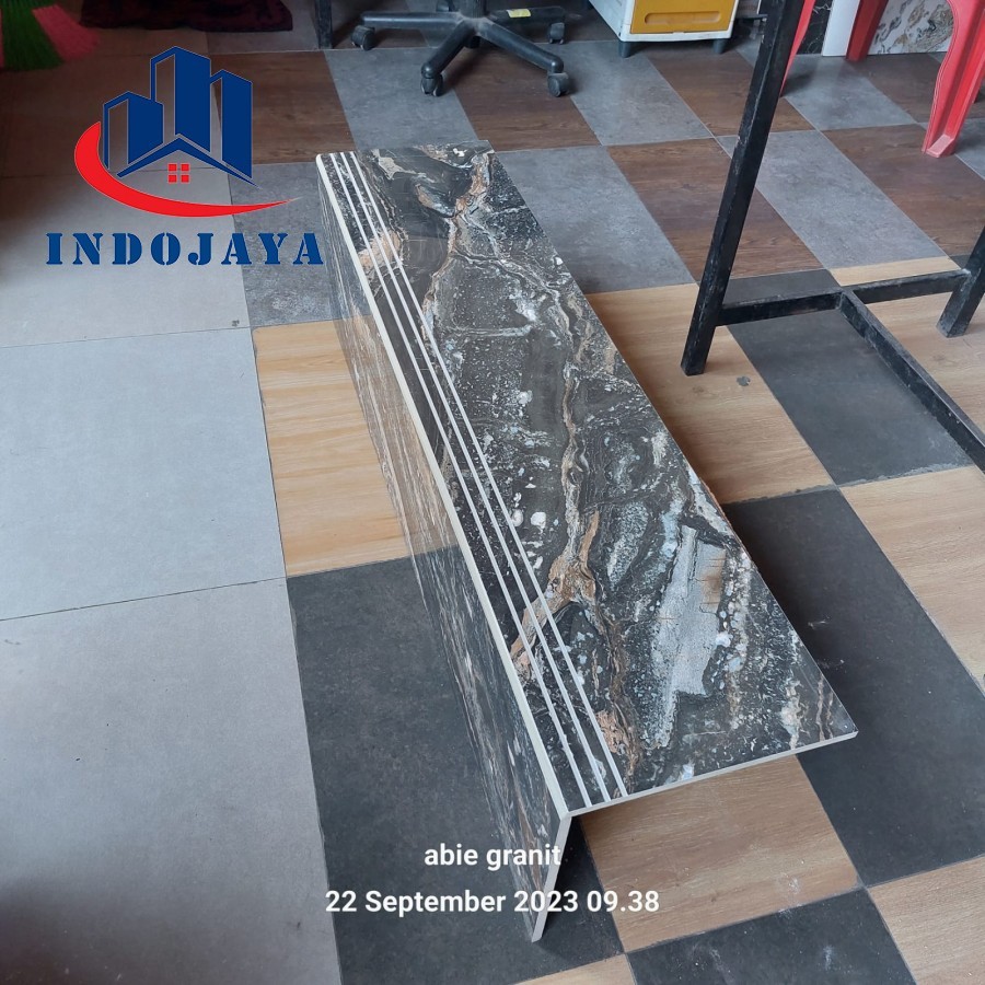 Jual keramik tangga motif marmer 30x100 30x120 custom ukuran granit ...