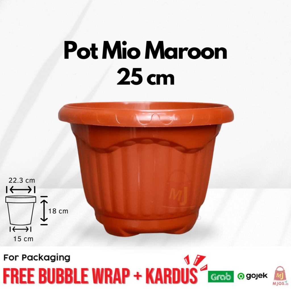 Jual Pot bunga tanaman hias plastik Estetik Motif Garis warna merah ...