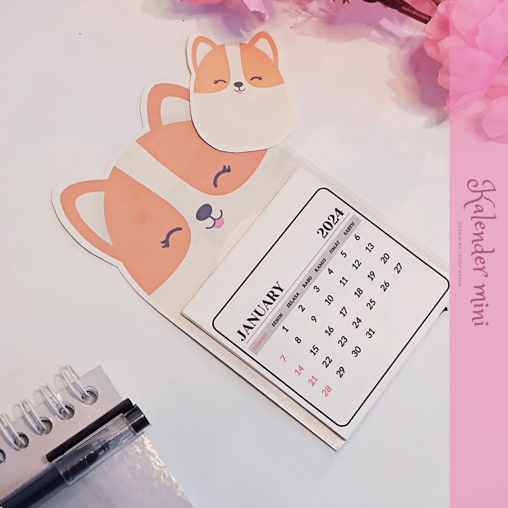 Jual Kalender Mini 2024 /Aesthetic Kalender Tempel/Kalender stiker ...