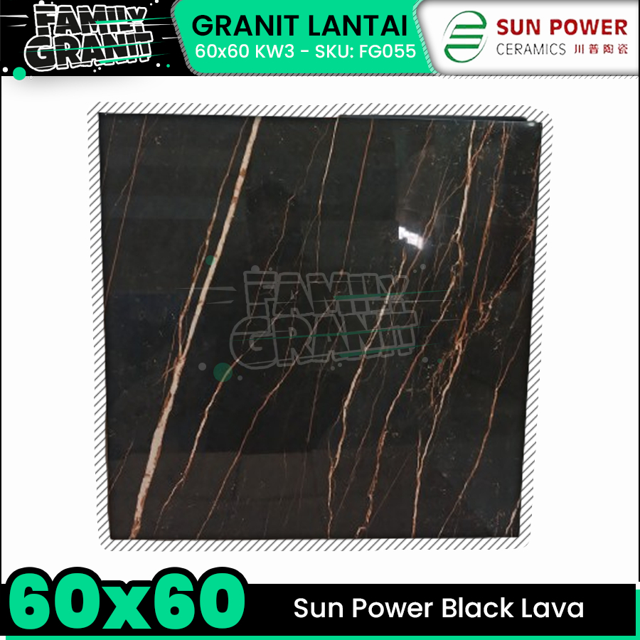 Jual Granit 60x60 Hitam Sun Power Black Lava Glossy Lantai Motif Marmer ...