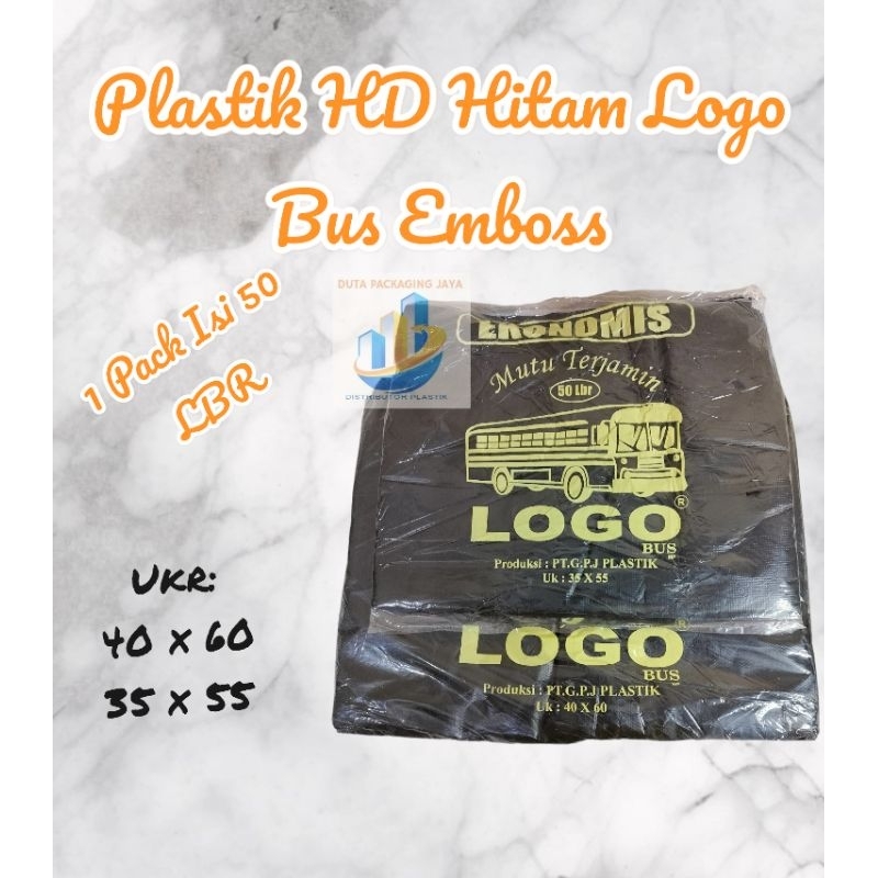 Jual Plastik HDPE Hitam Logo Bus Emboss Ukr 40 & 35 | Shopee Indonesia