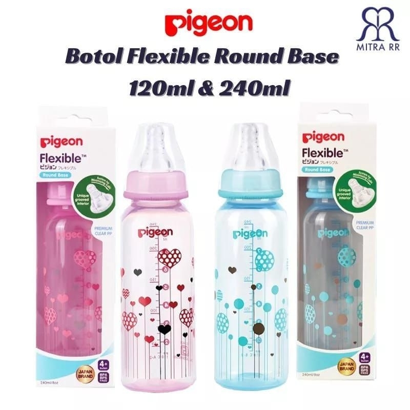 Jual Pigeon Botol PP Clear Round Base 240ml Biru dan Pink | Shopee Indonesia