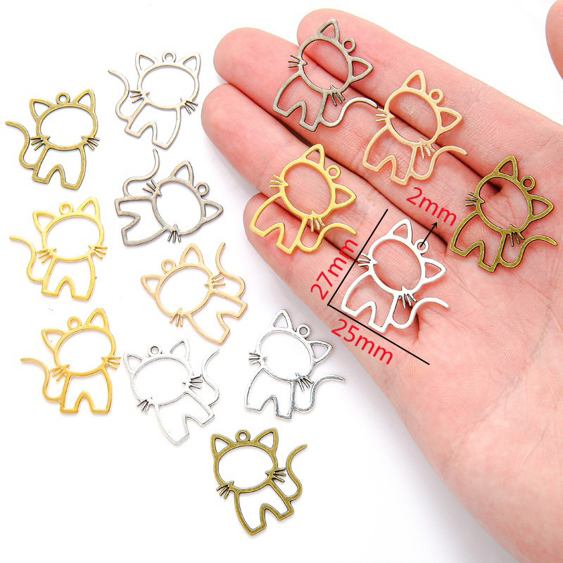 Jual DIY Bezel kucing cat 25x27mm gold silver rose gold resin cantik ...