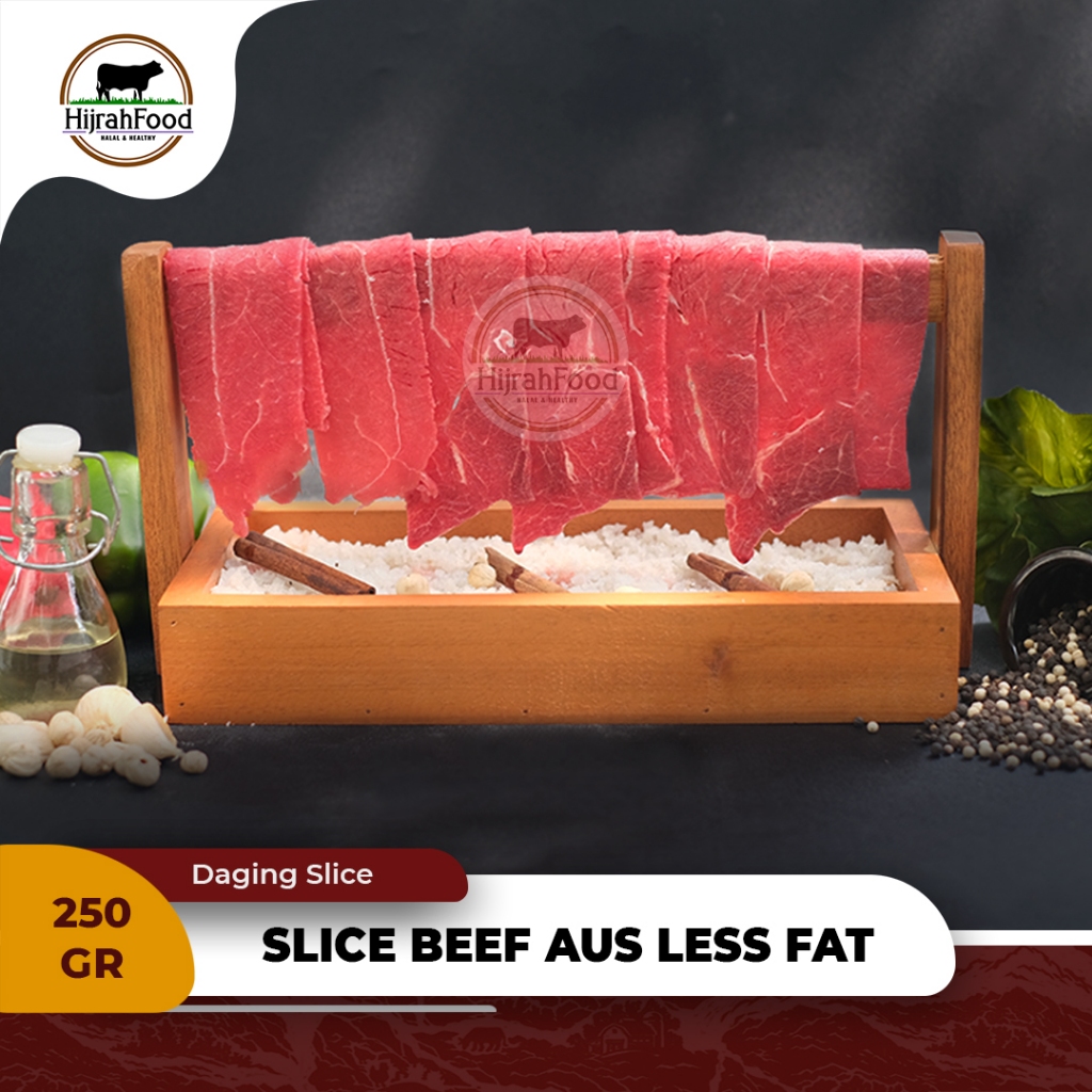 Jual Hijrahfood Slice Beef Less Fat Lean AUS Daging Sukiyaki Shabu ...