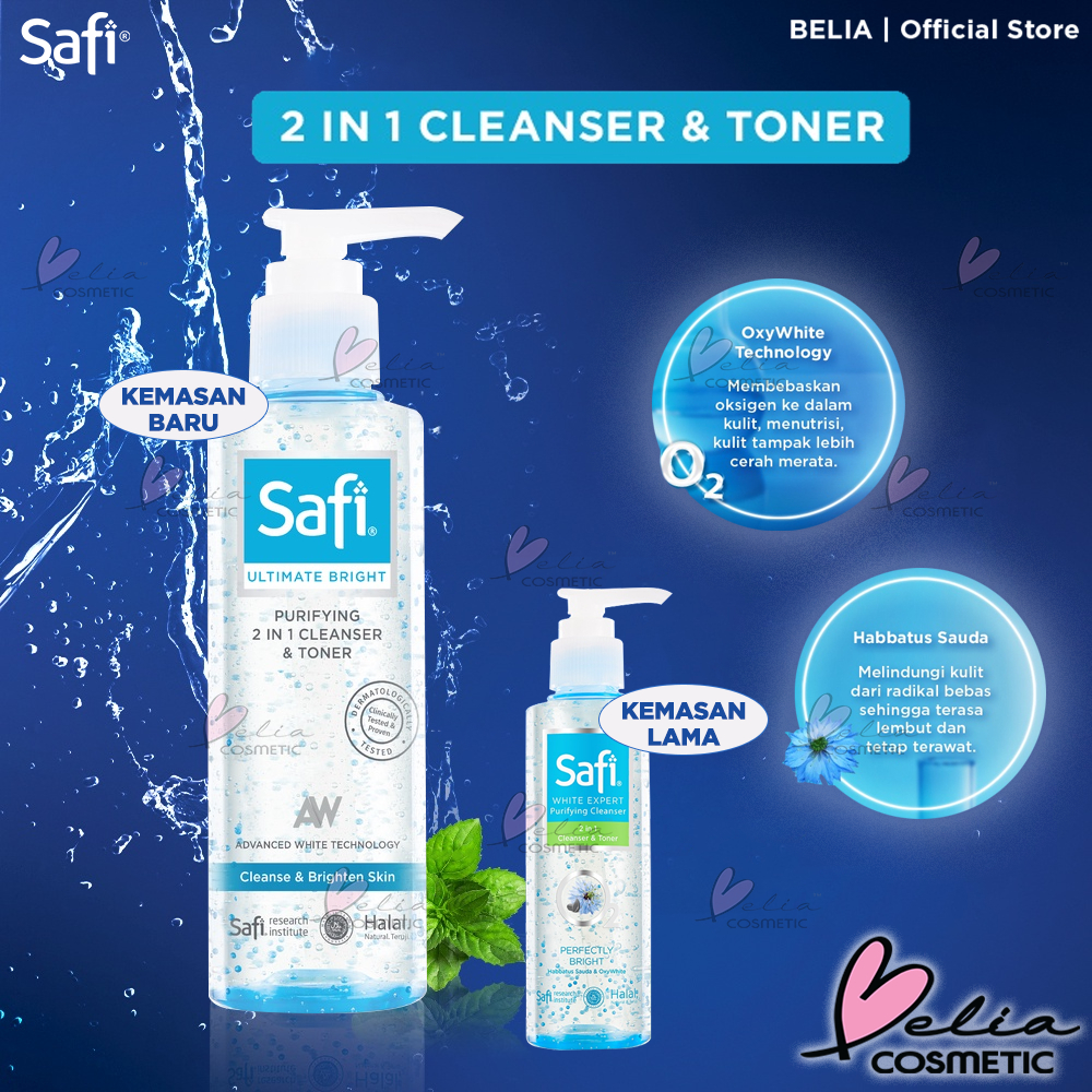 Jual BELIA SAFI Ultimate Bright 2 in 1 Cleanser & Toner 70mL | 150mL ...
