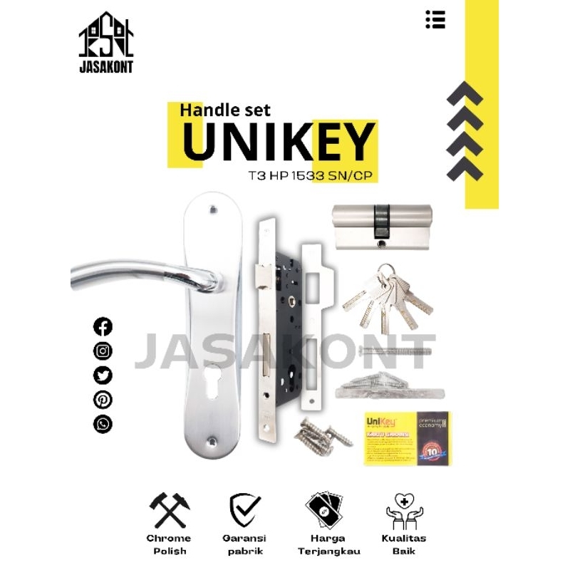 Jual Jasakont Handle Set UNIKEY Handle Besar 25cm type HP 1533 SN/CP ...