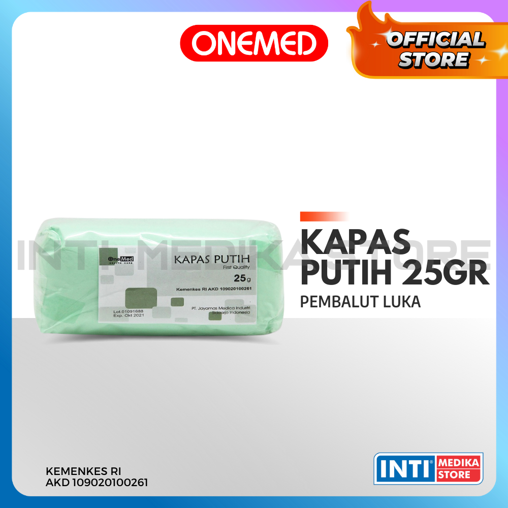 Jual ONEMED - Kapas Putih 25gr | Pembalut Luka P3K | Shopee Indonesia