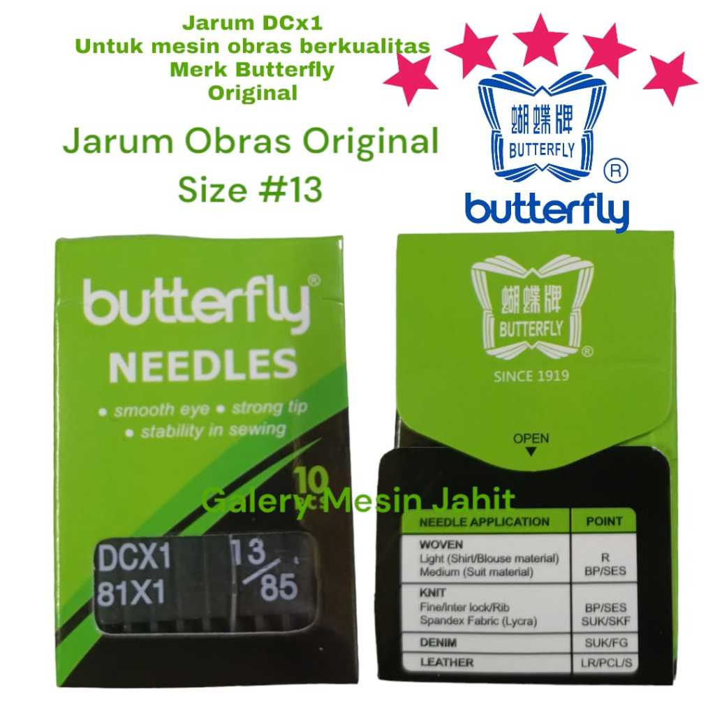Jual alat jahit - jarum mesin obras original merk butterfly - jarum ...