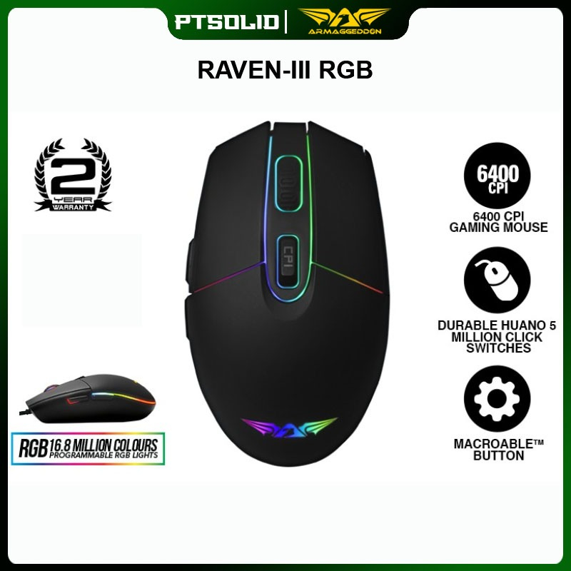 Jual Armaggeddon RGB Gaming Mouse Raven III - Garansi Resmi 2 Tahun ...