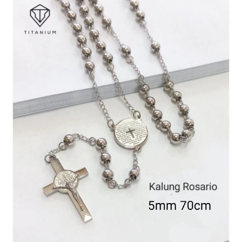 Jual Kalung Rosario Model Salib Warna Silver Titanium | Shopee Indonesia