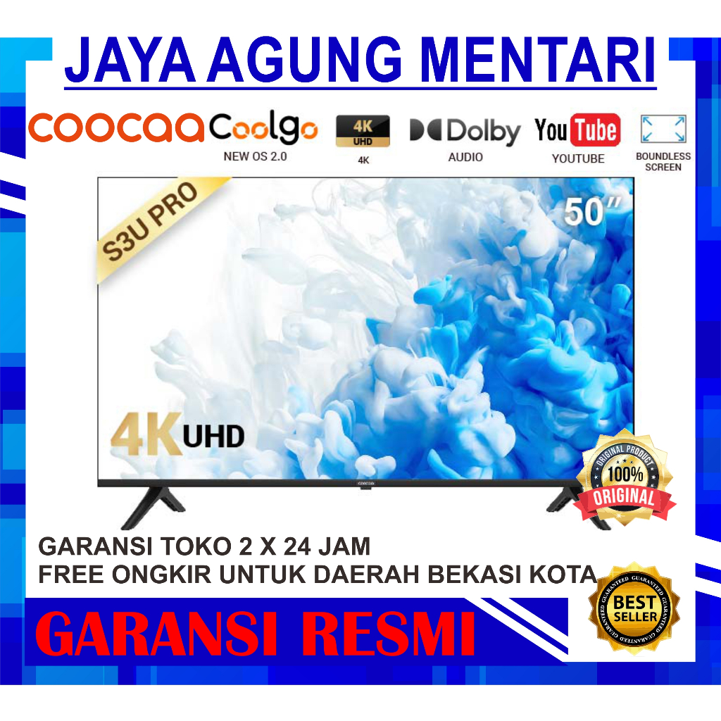 Jual TV LED COOCAA 50S3U PRO SMART TV 50 INCH 4K UHD DOLBY AUDIO | Shopee Indonesia