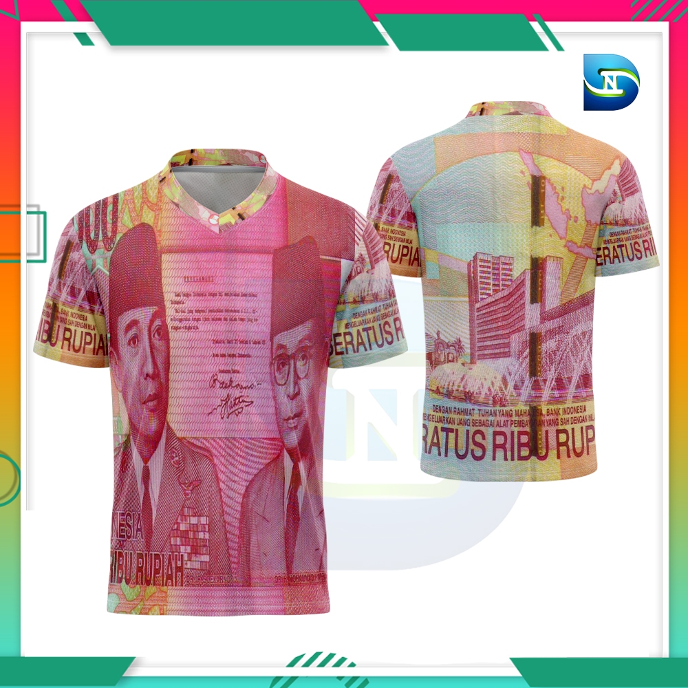 Jual Baju Kaos Jersey Uang seratus Ribu Custom Fullprint | Baju Logo ...