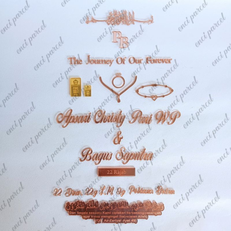 Jual kode 138 dekorasi hiasan mahar 1set bismillah inisial replika ...