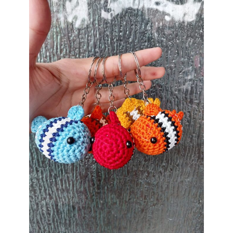 Jual gantungan kunci ganci rajut imut gemoy ikan nemo | Shopee Indonesia