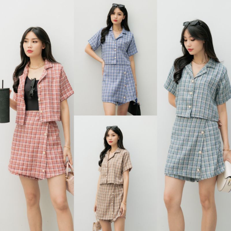 Jual GC M368 Eugenia Tweed Skort Set | Shopee Indonesia