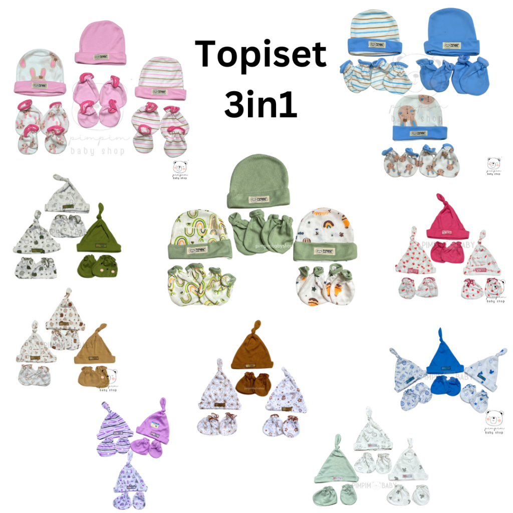 Jual 3 Set Topi Sarung Tangan Kaki Bayi Baru Lahir Bahan Kaos Lembut Perlengkapan Bayi Lahir ...