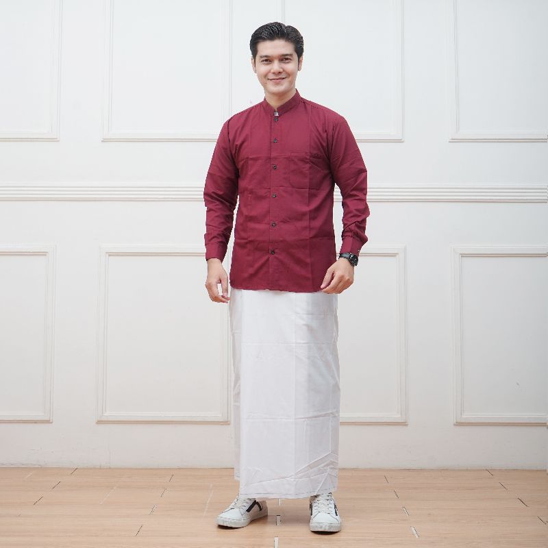 Jual Kemeja Koko Polos Merah Marun Slimfit Lengan Panjang Katun Halus ...