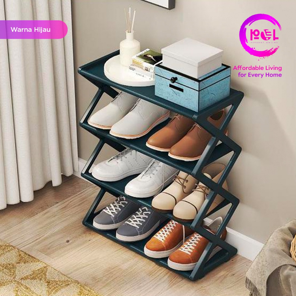Jual [POL] COD Rak Sepatu Sendal Cross 4 Susun | Rak Sepatu Minimalis ...