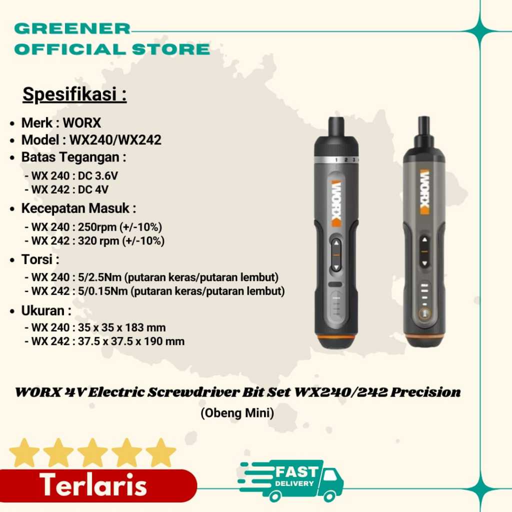 Jual WORX 4V Electric Screwdriver Bit Set WX240/242 Precision - Obeng Mini | Shopee Indonesia