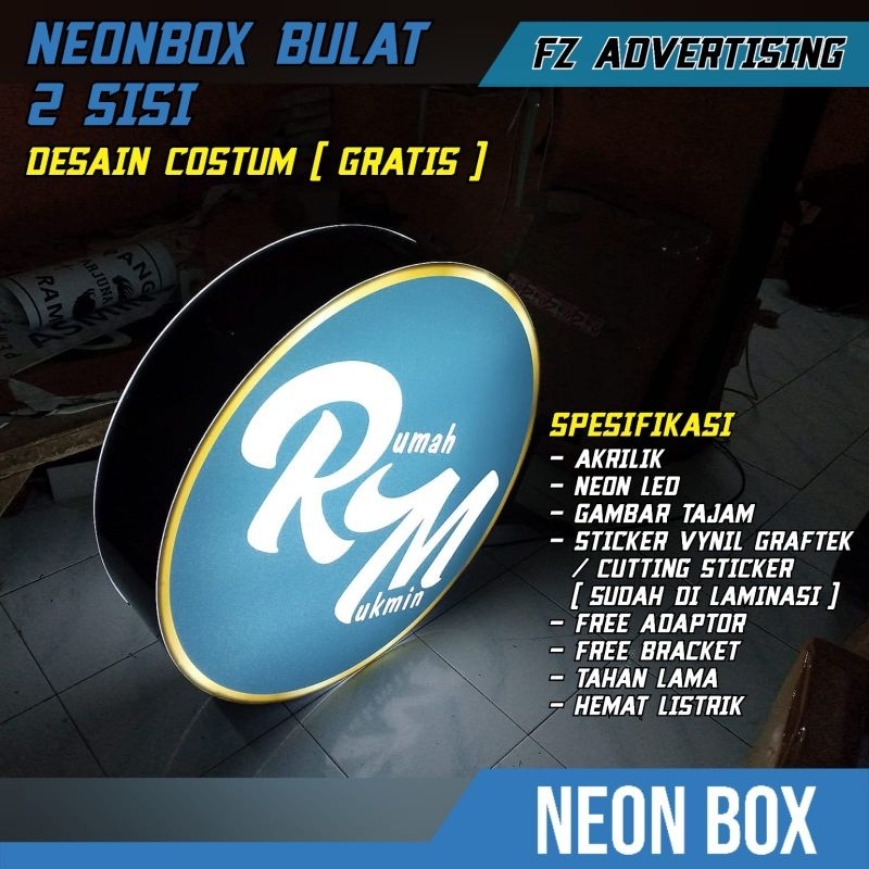 Jual PROMO Neon Box Bulat Bundar Diameter 70 cm | Shopee Indonesia