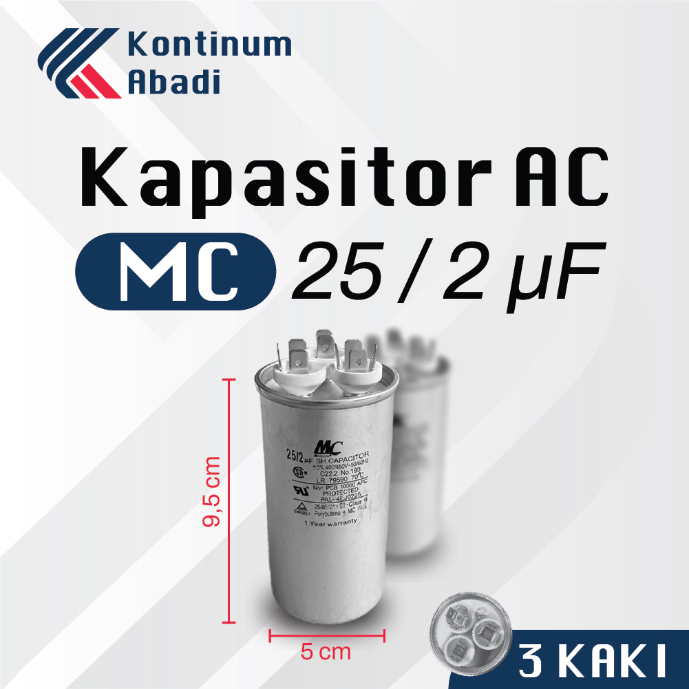 Jual KAPASITOR / CAPASITOR 3 KAKI AC MEREK MC | 25/2 uF / MIKRO | Shopee Indonesia