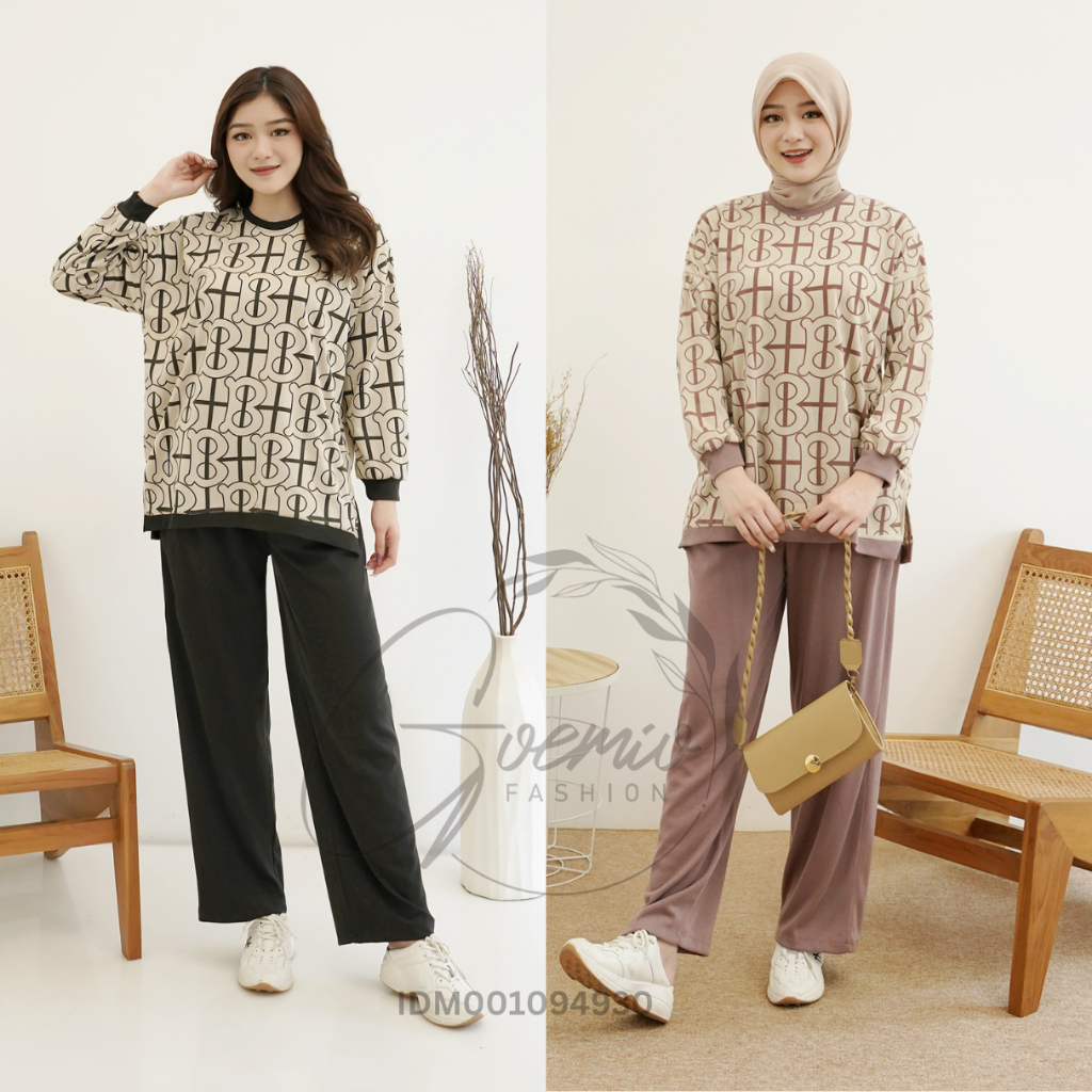 Jual ilook | LD 120 One Set Baby Blouse Setelan Katun Knit Combi Atasan Motif Dan Celana Panjang ...