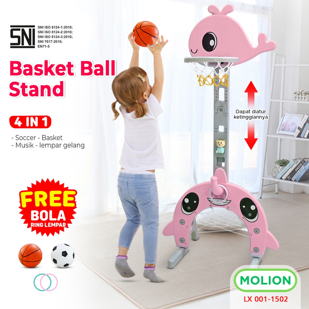 Jual MOLION SNI Mainan Ring Bola Basket Anak 4in1 Gawang Bola Anak ...