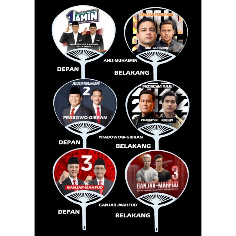 Jual kipas cawapres Anis Muhaimin/Prabowo Gibran/ Ganjar mahfud ...