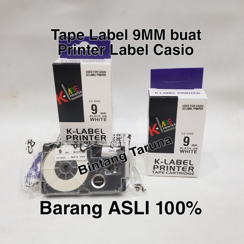Jual Tape Catridge EZ-Label Printer 9mm KZ-9WE K-Label Label for Casio EZ Printer Tape 9mm ...