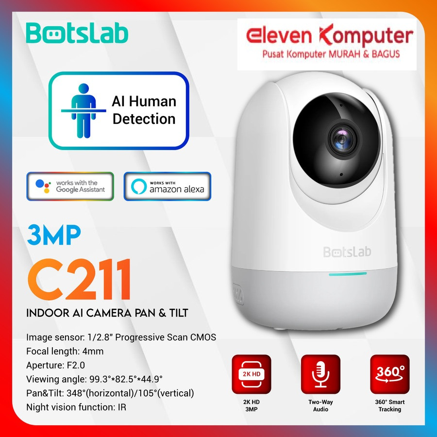 Jual BotsLab C211 CCTV Indoor IP Camera CCTV 3MP 2K | Shopee Indonesia