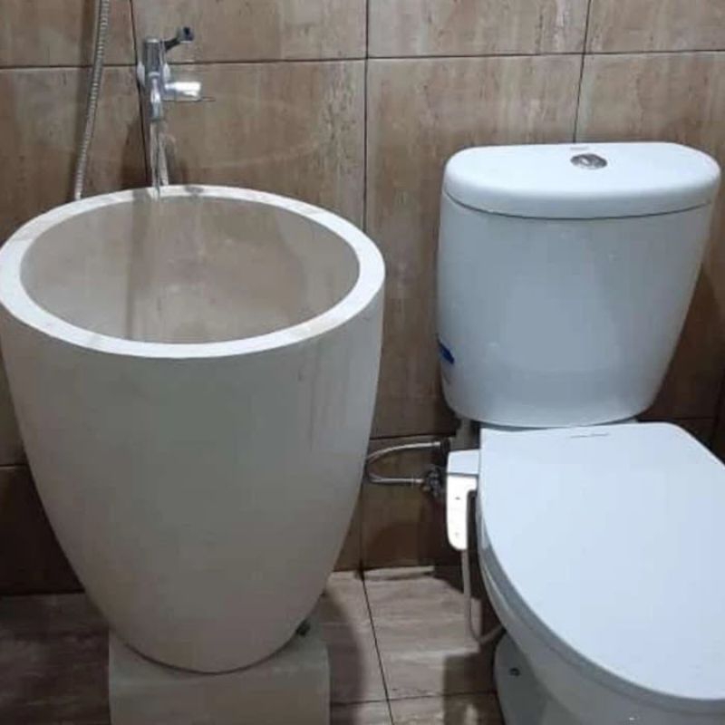 Jual BAK MANDI TERASO BAK AIR MINIMALIS BAK MODERN MODEL CAPSUL PUTIH ...