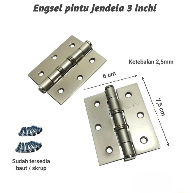 Jual Engsel pintu rumah size 3 inch - Engsel jendela rumah - Engsel ...