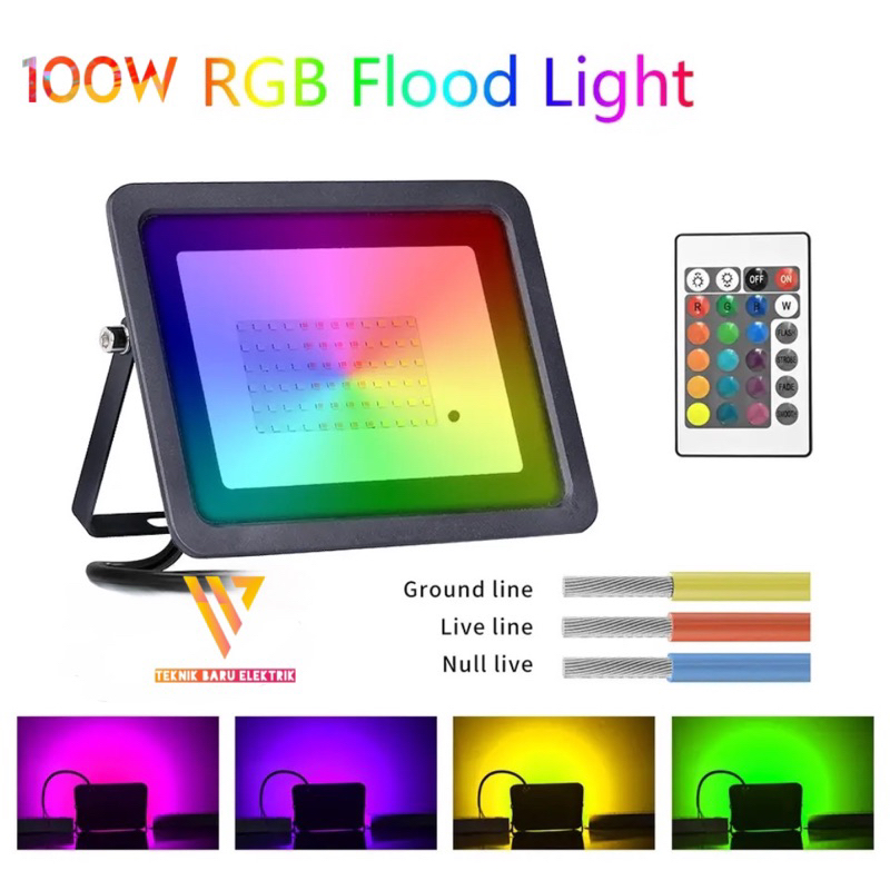 Jual Lampu Sorot Panggung RGB 100W 100 Watt LED REMOTE Warna Warni Taman Hias Pelaminan outdoor ...