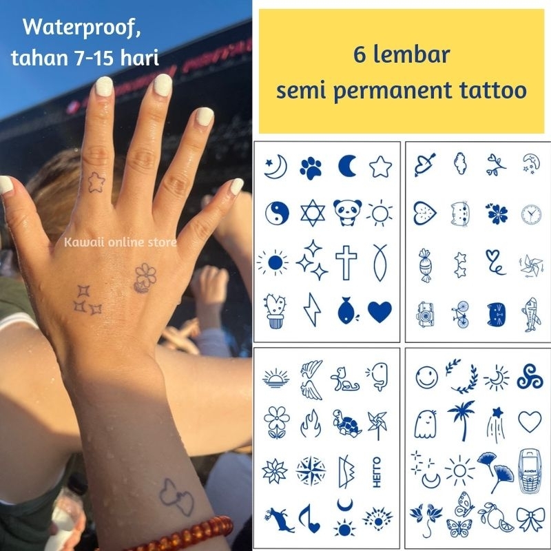 Jual 6 lembar Tato lucu kecil aesthetic butterfly tattoo sticker ...