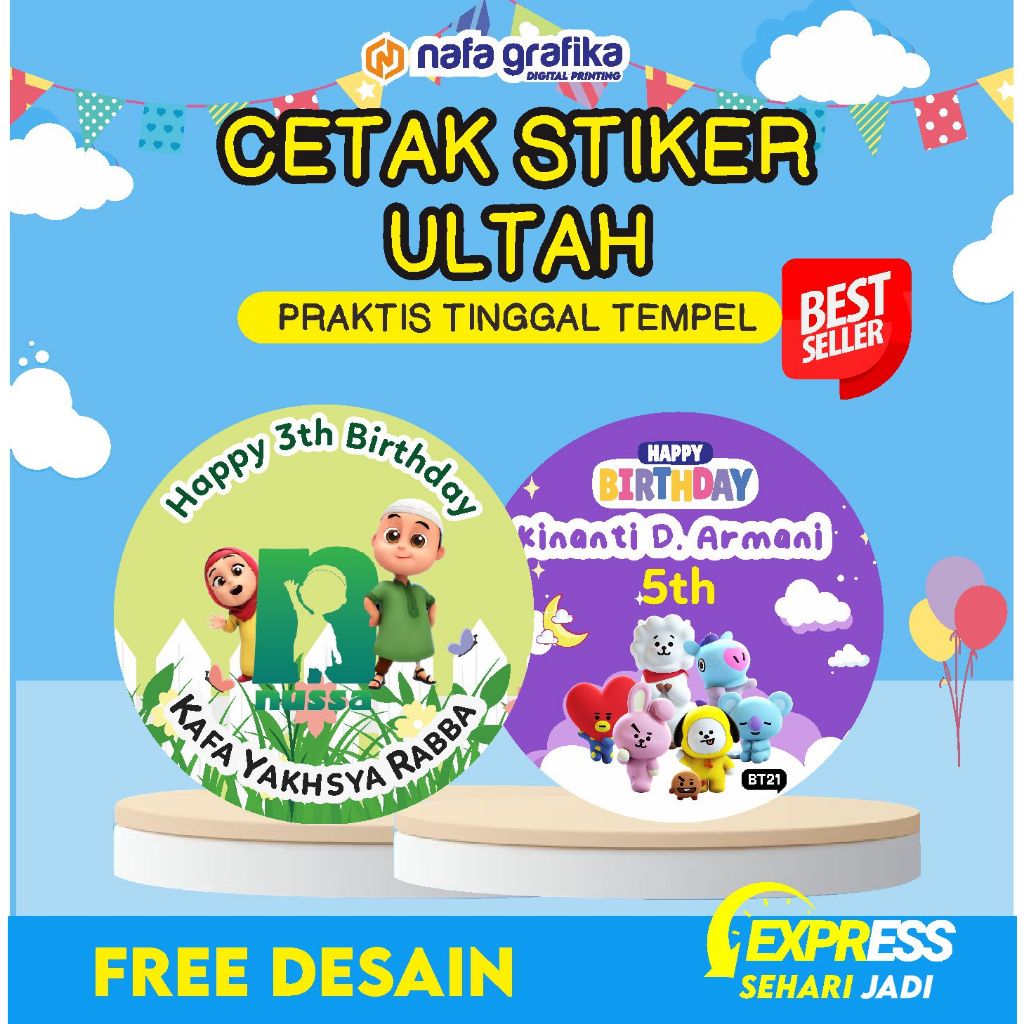 Jual Stiker Ulang Tahun Anak Sticker Custom Label Bento Stiker Ultah ...