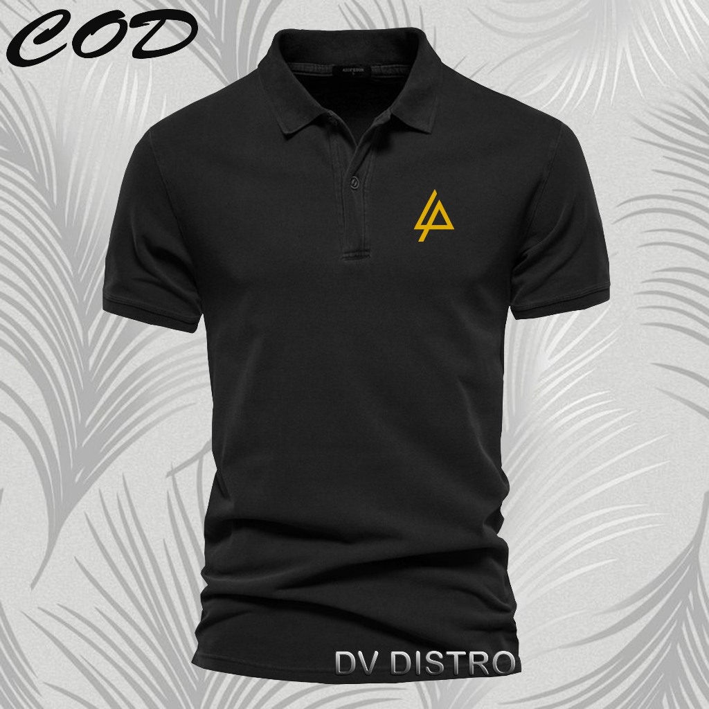 Jual COD T-shrit POLO kerah Linkin Park Text Gold Kaos Kerah Dewasa Shirt / Kaos Wangki Pria ...