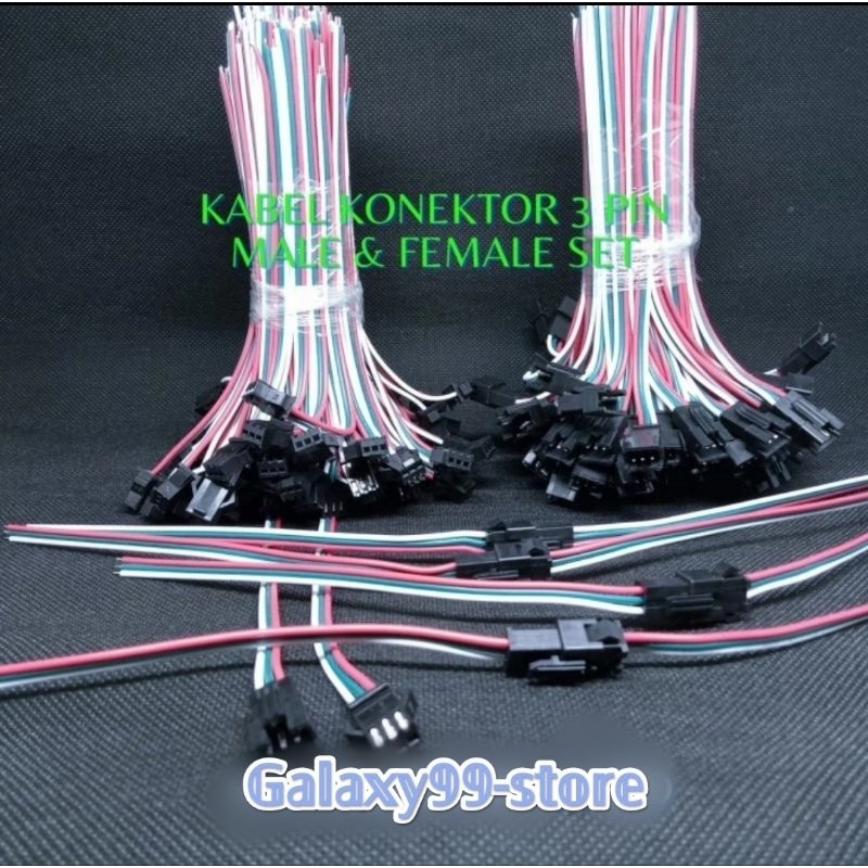Jual Kabel konektor male female 3 pin | Shopee Indonesia