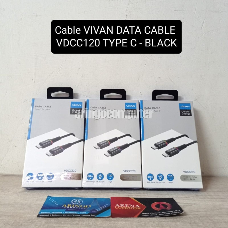 Jual Cable VIVAN DATA CABLE VDCC120 TYPE C - BLACK | Shopee Indonesia